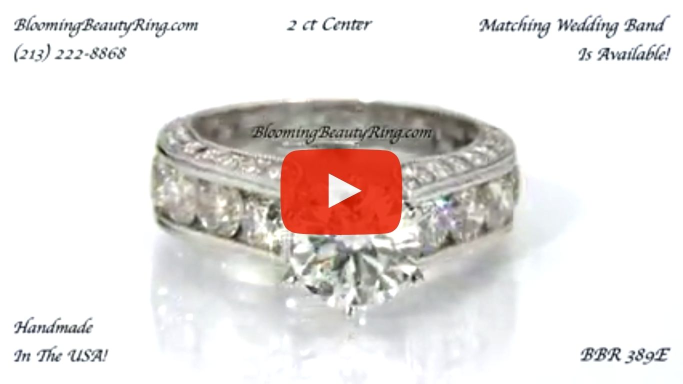 2.10 Carat Round Diamond Engraved Engagement Ring with Huge Quarter ...